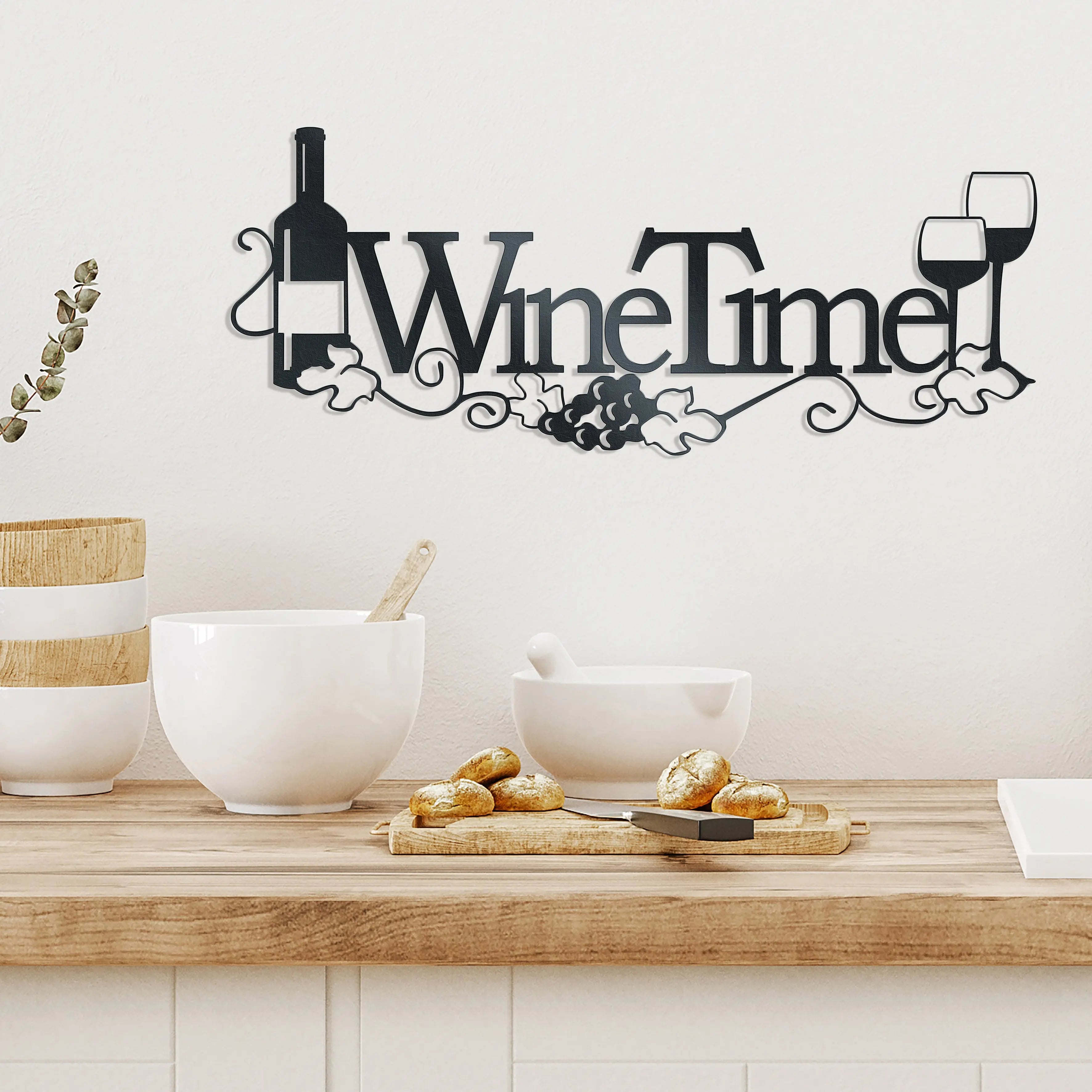 Wine Time Metal Wall Art – Durable Indoor Outdoor Wall Decor – Rusper ...